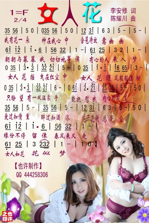 女人花【彩谱】 歌谱简谱网