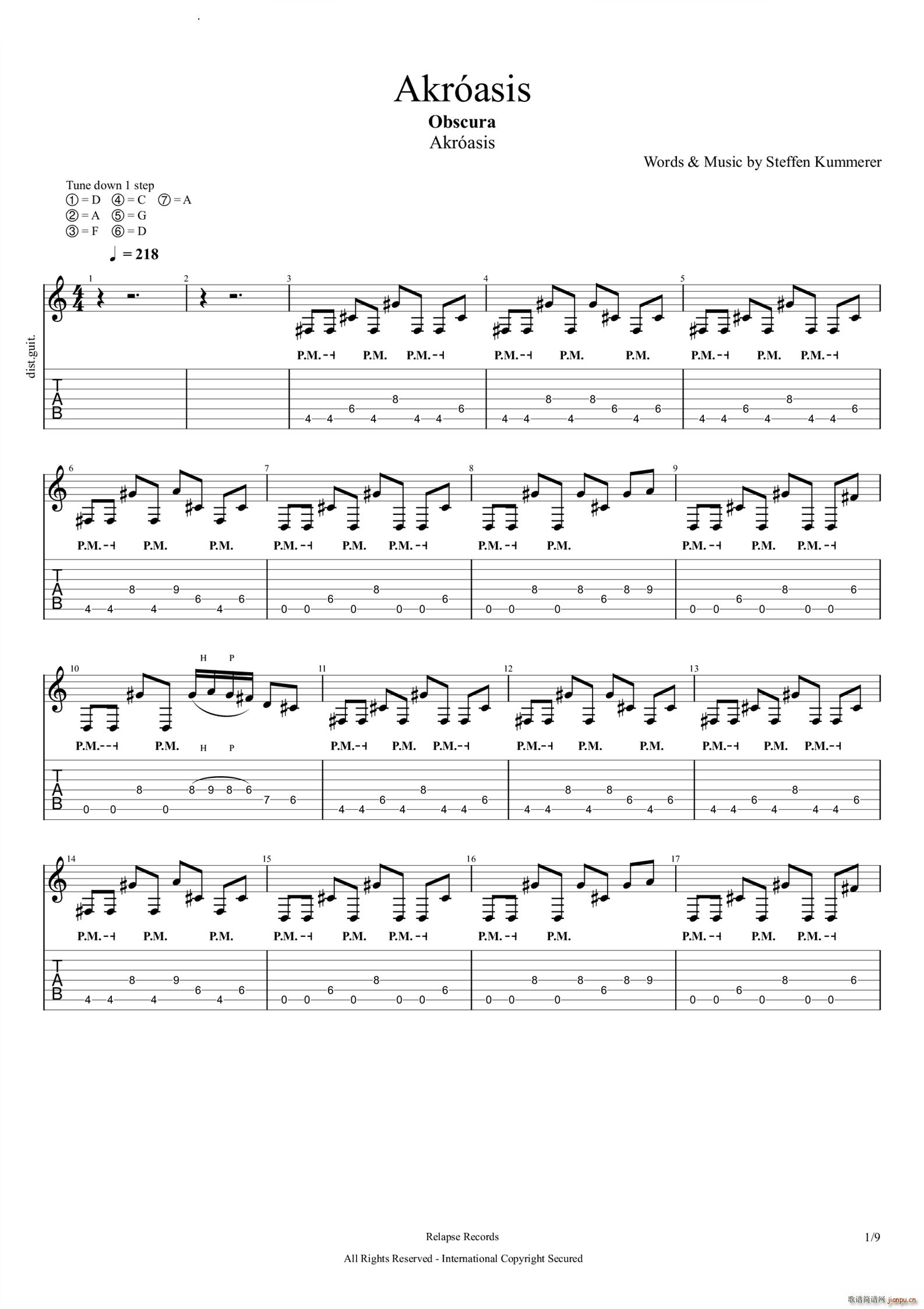 Akróasis Obscura 歌谱简谱网