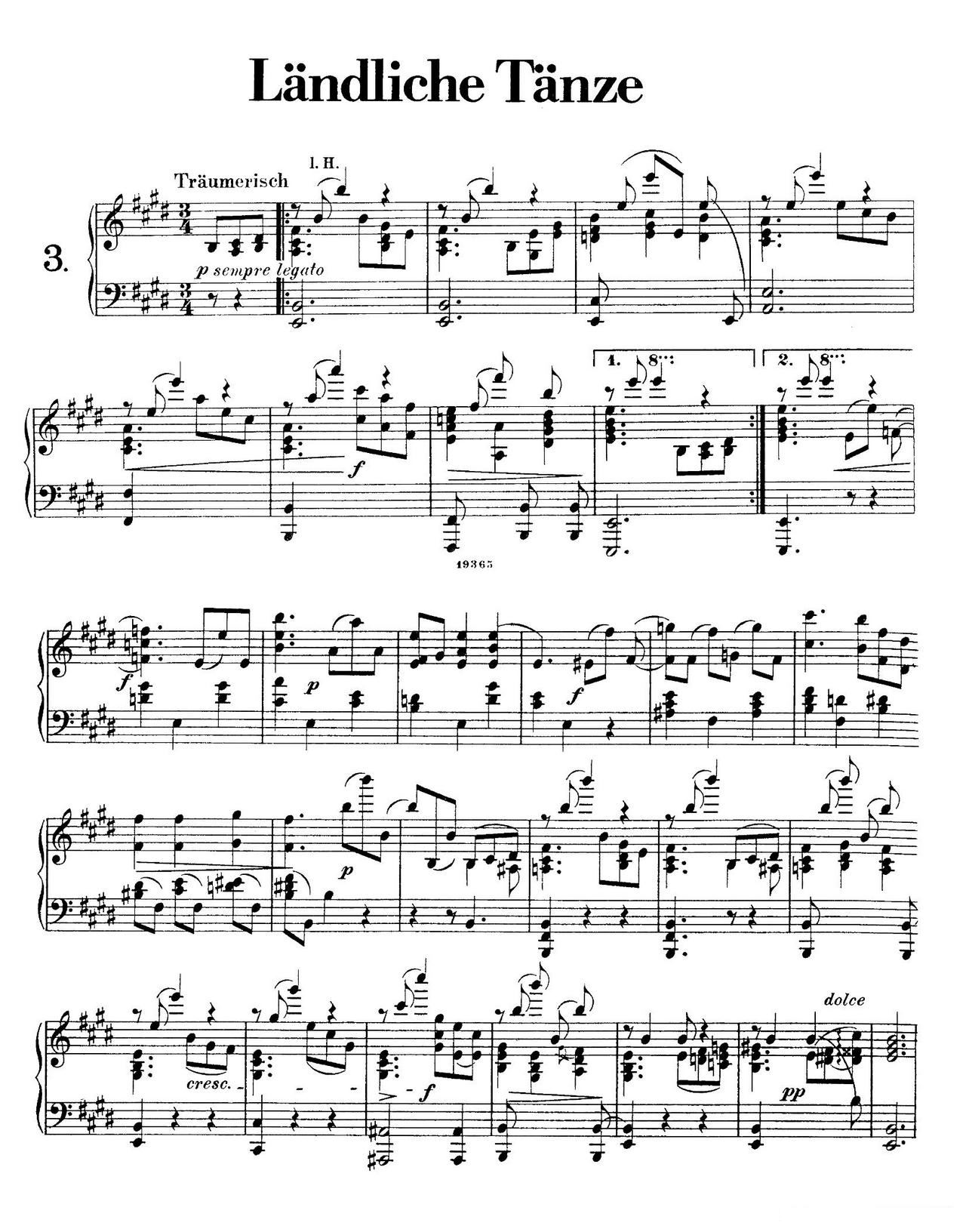 Landliche Tanzee Op 1(乡村舞曲 3 E大调) 歌谱简谱网